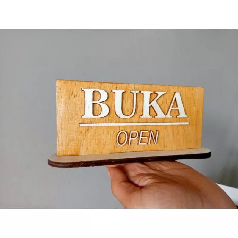 Jual SIGN BOAR KAYU PAPAN NAMA KAYU TANDA BUKA TIMBUL TUTUP | Shopee ...