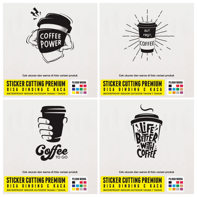 Jual Cutting Sticker Kaca DInding Kopi Kafe Coffee Shop Quotes Katakata ...