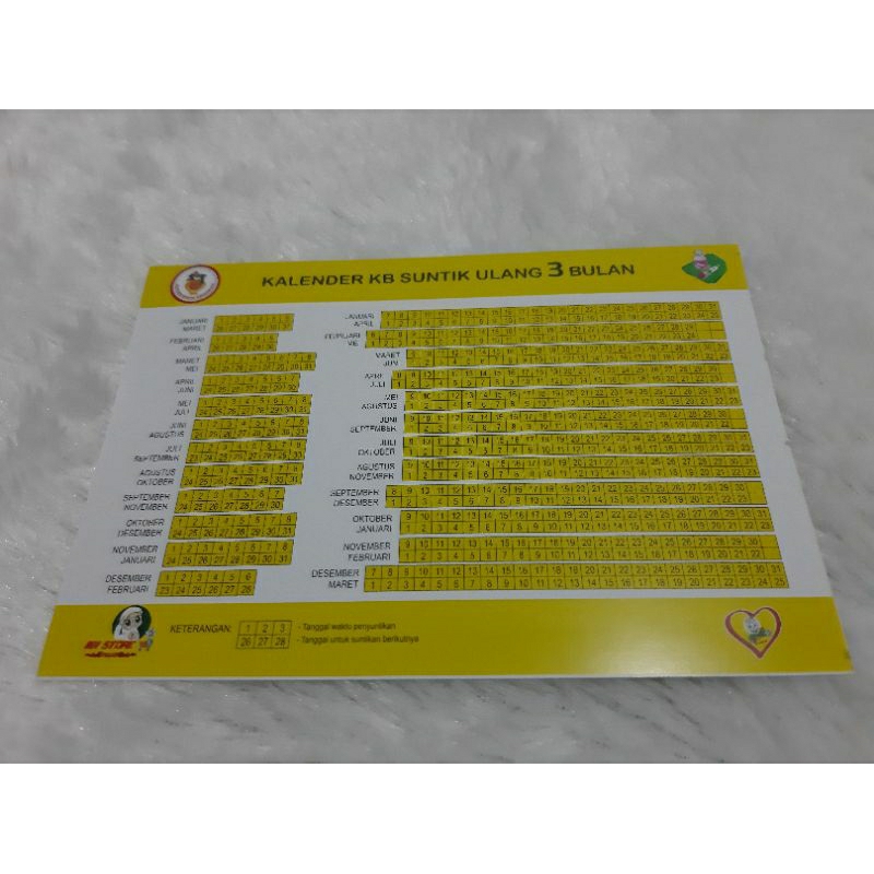 Jual Kalender suntik Ulang/ kalender Kb suntik 3 bulan | Shopee Indonesia