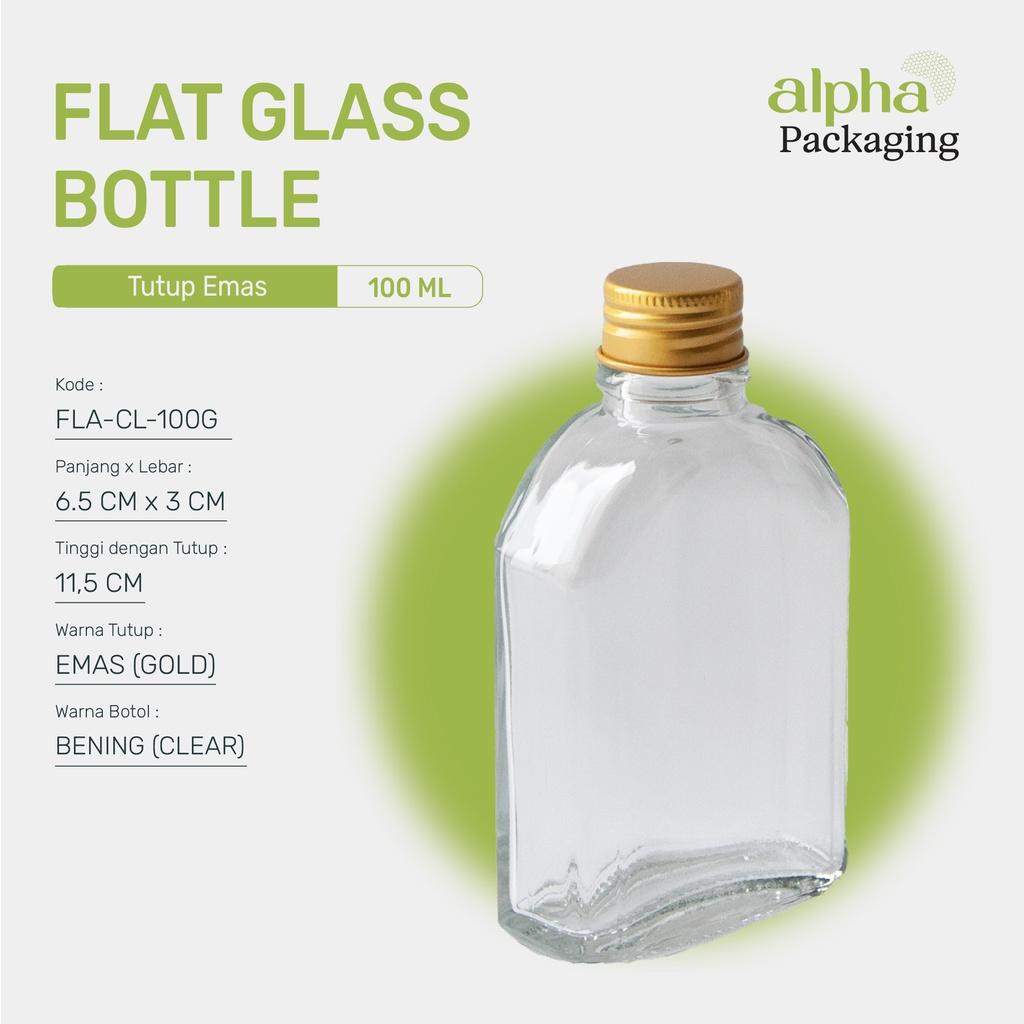 Jual Botol Kaca Gepeng Minuman Juice Kopi Susu 100ml Tutup Alumunium ...