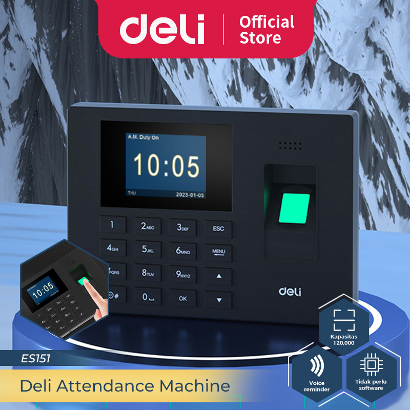 Jual Deli Mesin Absensi Sidik Jari 1200 Kapasitas Fingerprint Bahasa ...