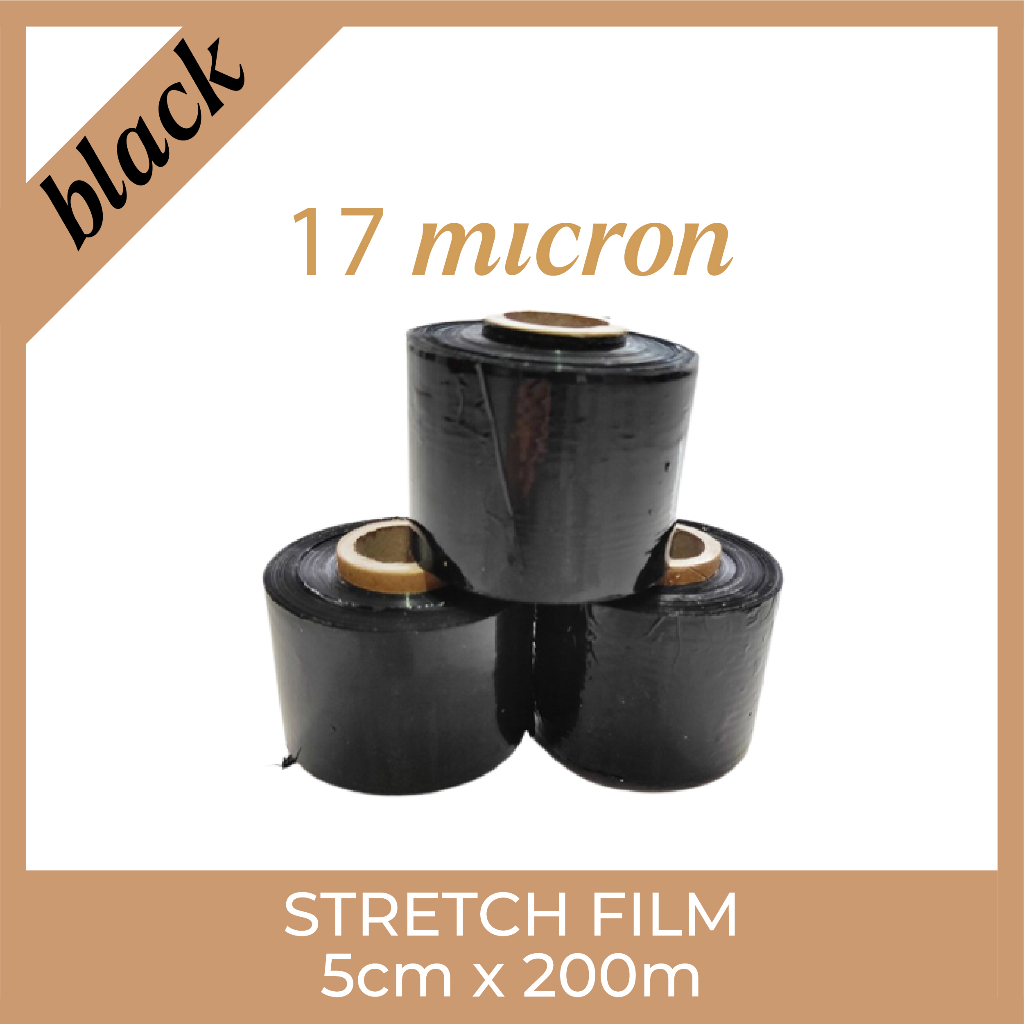 Jual Plastik Wrapping hitam 5cm x 200m | Stretch film 5cm Hitam ...