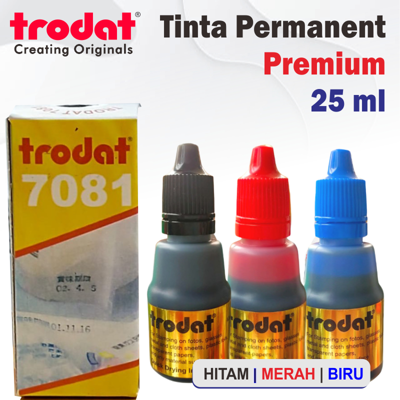 Jual TINTA STEMPEL TRODAT 7081 25ML PERMANENT WATERPROOF MEDIA PLASTIK BESI ALUMINIUM KACA ...