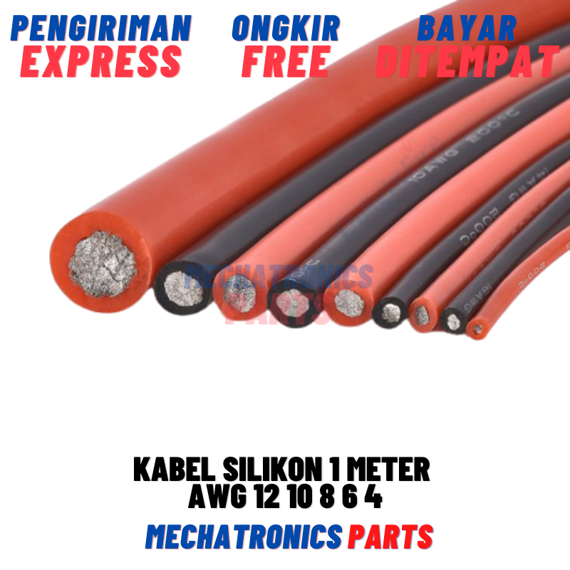 Jual Kabel Silikon 1 Meter AWG 200C 600V High Temperature Extra Soft ...
