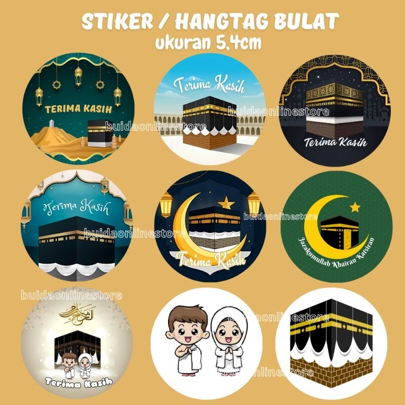 Jual Stiker Terima Kasih Motif ka'bah Haji Umroh Hangtag kartu ucapan ...