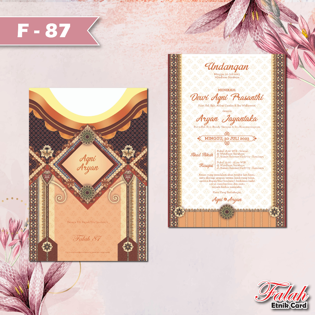 Jual Blanko Undangan Pernikahan Falah code F 87 wedding simple murah ...