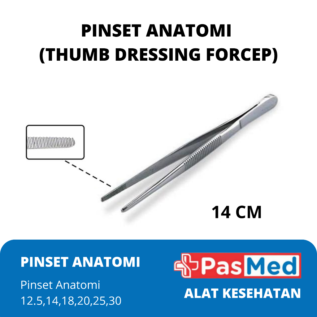 Jual Pinset Anatomi 12,5 cm 14 cm 18 cm 20 cm 25 cm 30 cm / Pinset ...