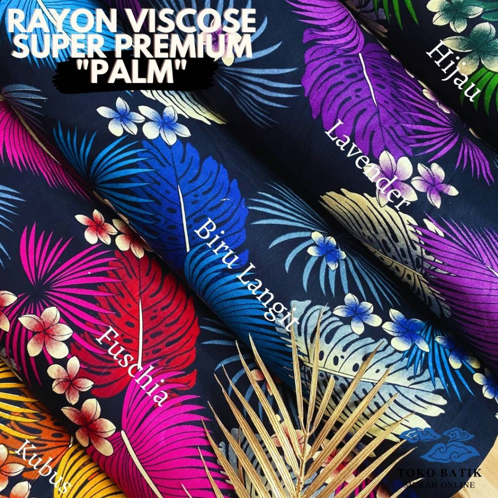 Jual Kain Katun Rayon Silky Viscose Print Motif Palm Abstrak ULTRA ...