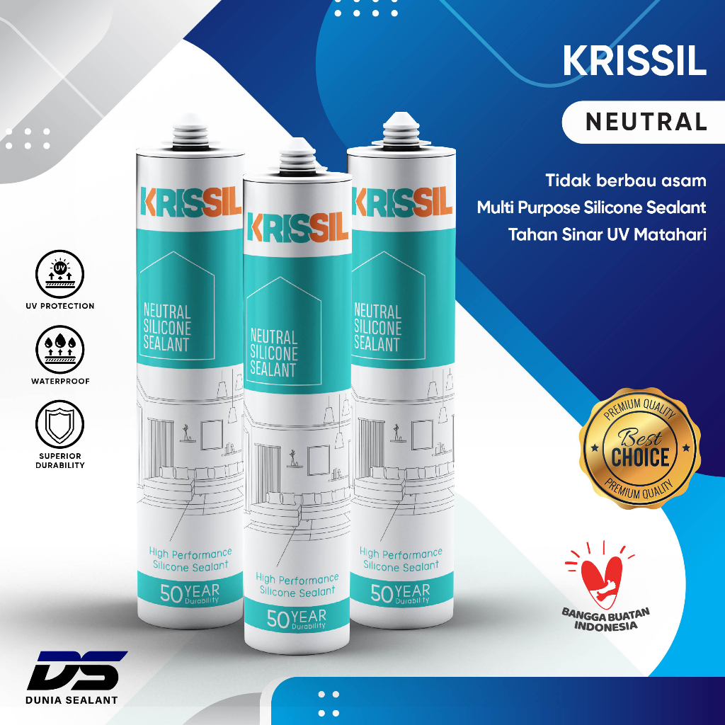 Jual Krissil Neutral Sealant Silicone Netral Interior Eksterior Logam ...