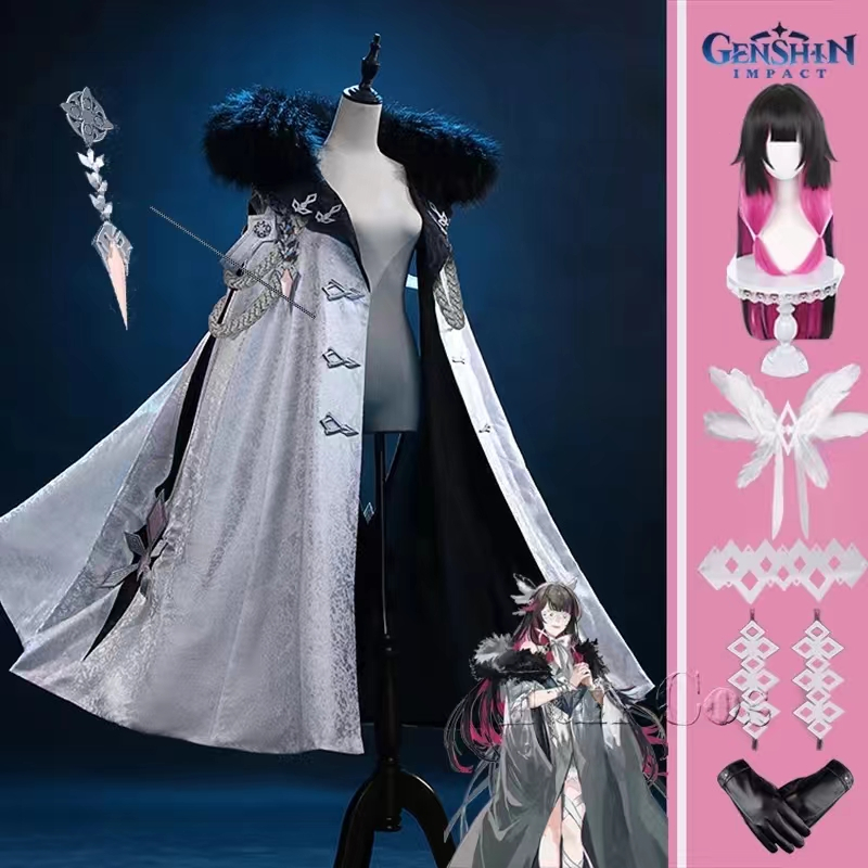 Jual Genshin Impact Damselette Columbina Cosplay Costume Cloak Wig ...