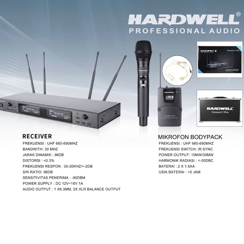 Jual Mic Wireless Hardwell Concert 1 Pro Original Pegang Jepit Headset ...