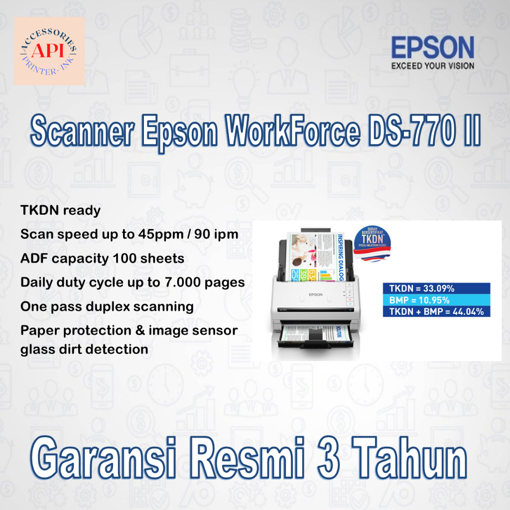 Jual Scanner Epson WorkForce DS-770II DS 770 II - Duplex Bisa Scan F4 ...