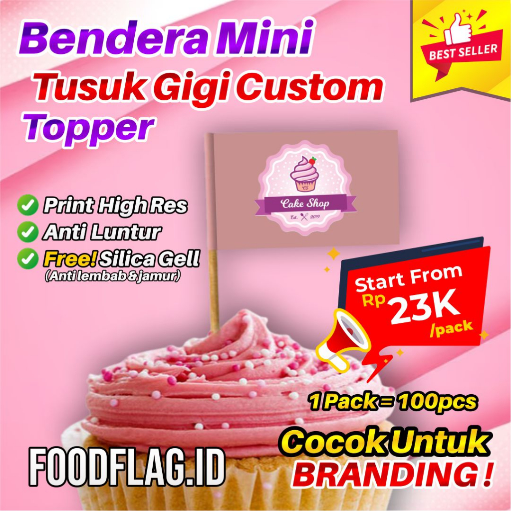Jual Bendera Mini Tusuk Gigi Custom / Cake Topper | Shopee Indonesia