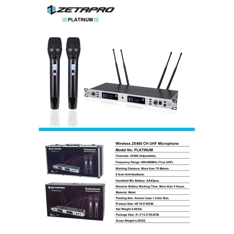 Jual MIC WIRELESS ZETAPRO PLATINUM 2 MIC PEGANG PLUS KOPER ORIGINAL ...