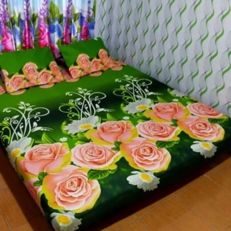 Jual Sprei Motif Bunga Terbaru Free Set Sarung Bantal dan Guling ...