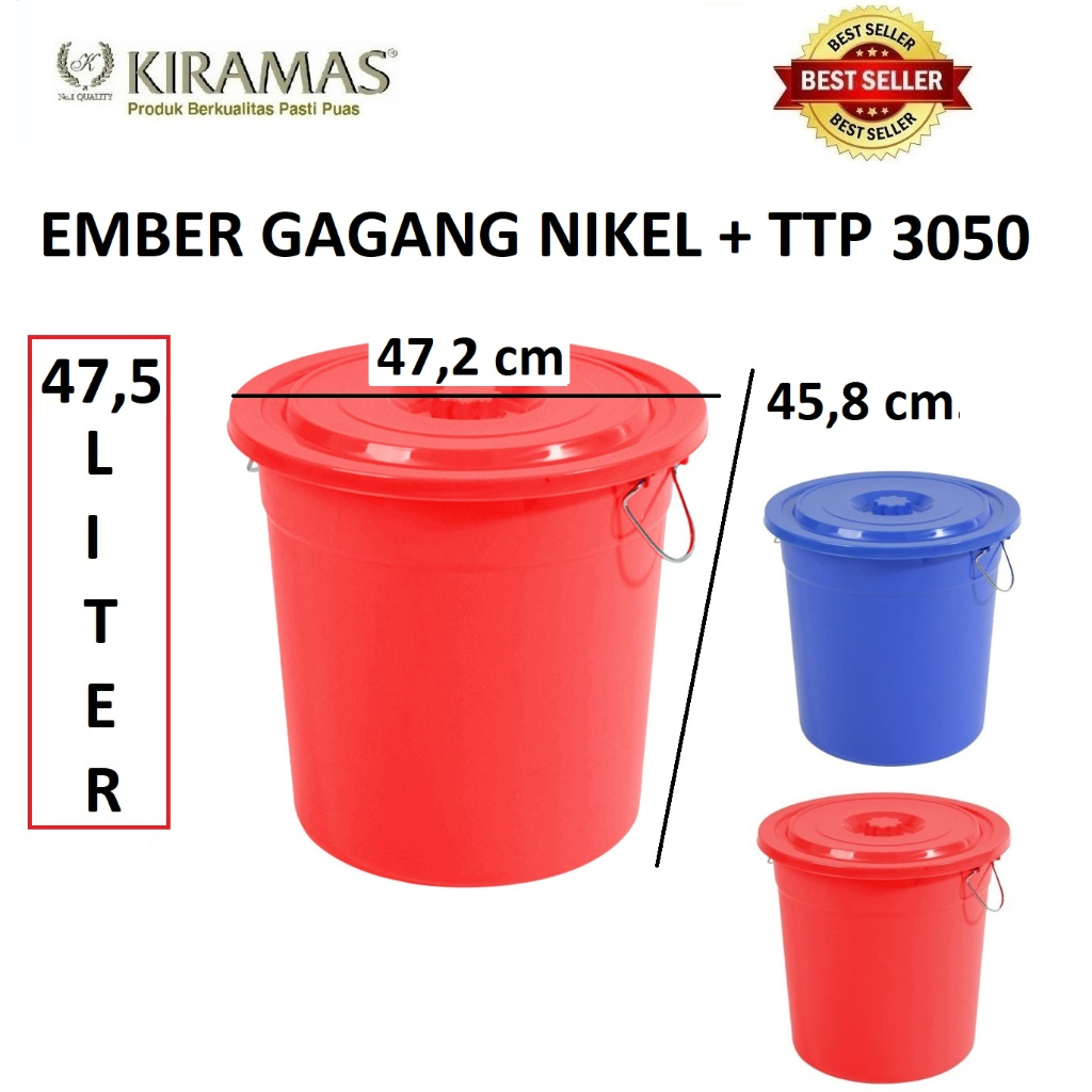 Jual KIRAMAS Ember Besar / Jumbo 50 Liter Merah/Blue 3050 (By Gojek ...