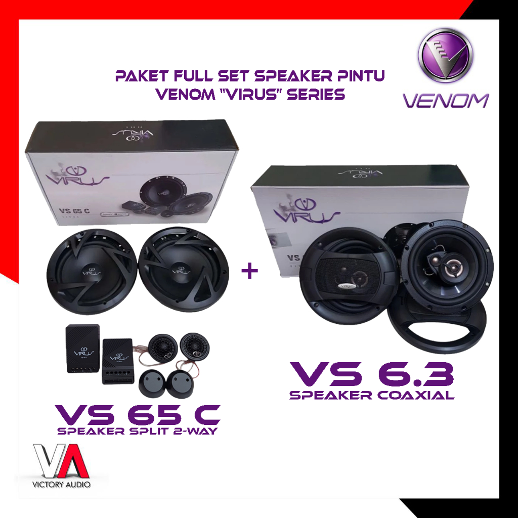 Jual Paket Audio Mobil Full Set Speaker Pintu VENOM VIRUS SERIES Speaker Split 2-Way Venom VS 65 ...