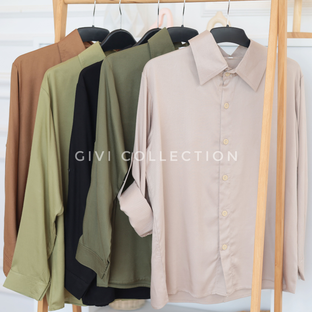 Jual megie shirt | kemeja polos wanita rayon twill tebal | kemeja ...