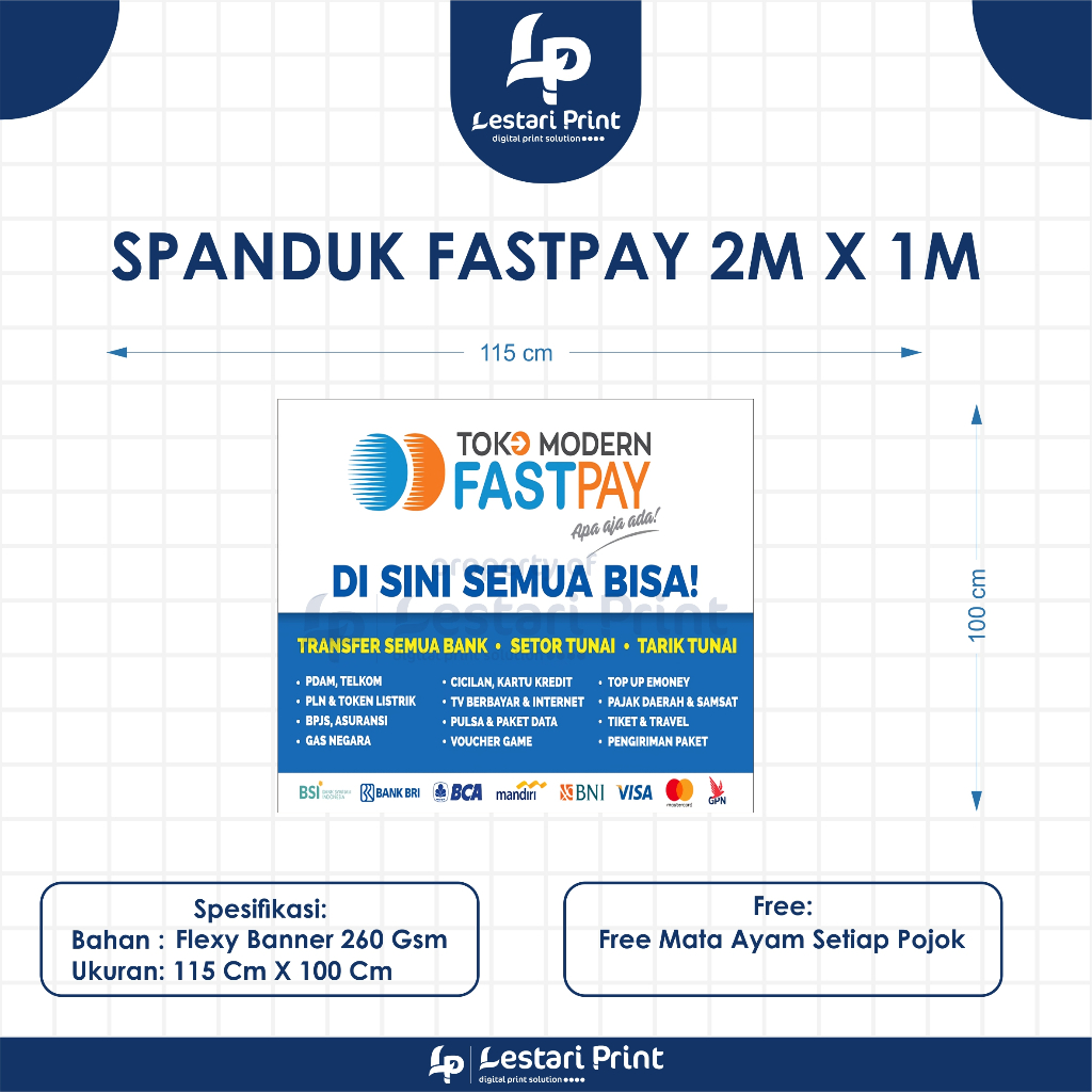 Jual SPANDUK BANNER TOKO MODERN FASTPAY / 115 CM X 100 CM / LESTARI ...