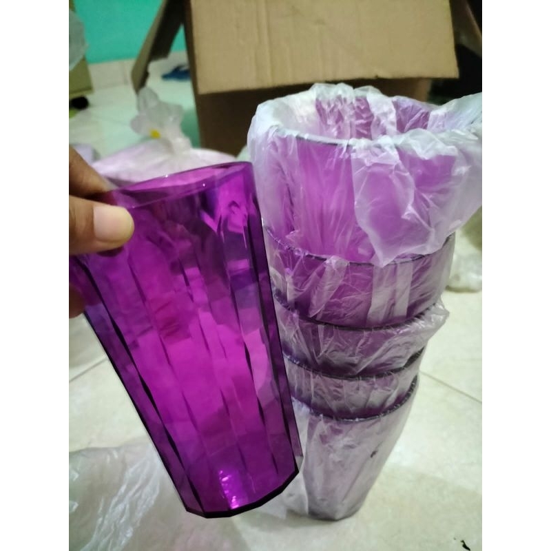 Jual TUPPERWARE ORIGINAL CRYSTAL GLASS WARNA UNGU 1 SET DAPAT 6 PCS ...