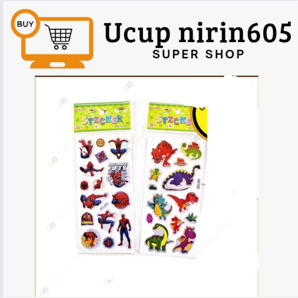 Jual Sticker Pvc Glitter Stiker Timbul Kecil Karakter Spiderman