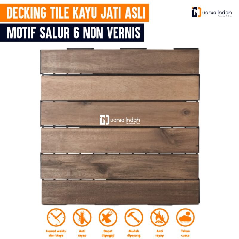 Jual DECKING TILE KAYU JATI ASLI MOTIF SALUR 6 NON FINISHING | Shopee ...