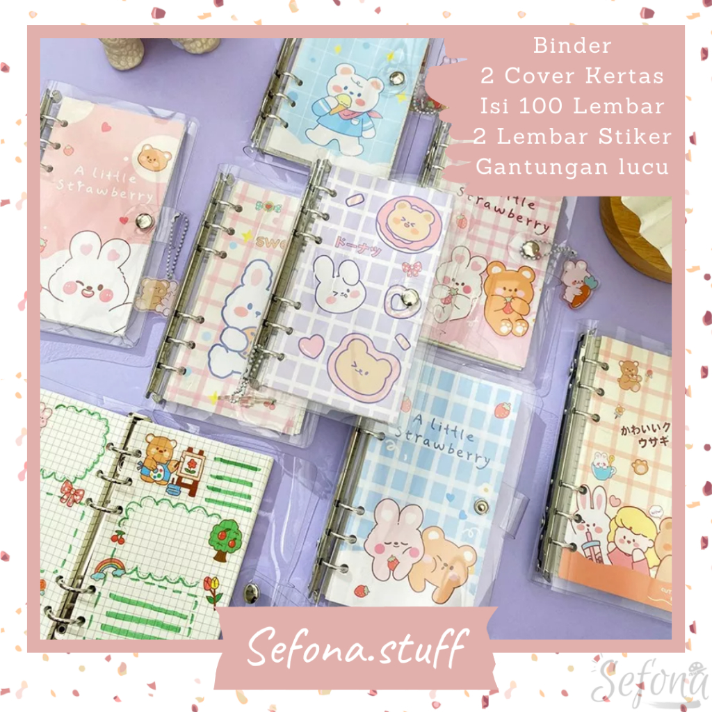Jual [A6] 1 Set Binder + 2 Cover Lucu + Isi 100 Lembar + Stiker 2 ...