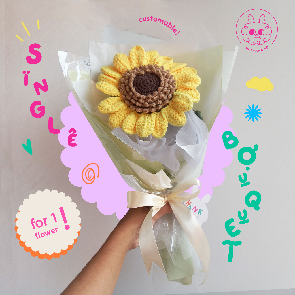 Jual [SINGLE BOUQUET JUMBO] Buket Bunga Rajut Single Custom Bunga ...