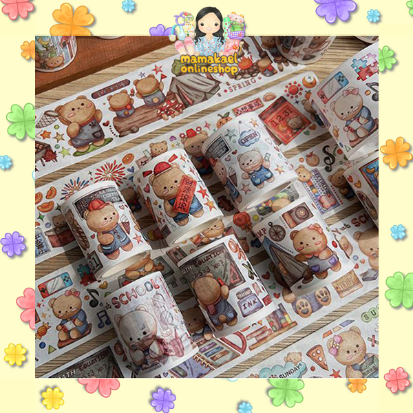 Jual Sticker roll bear lucu cute paper sticker washi masking tape ...