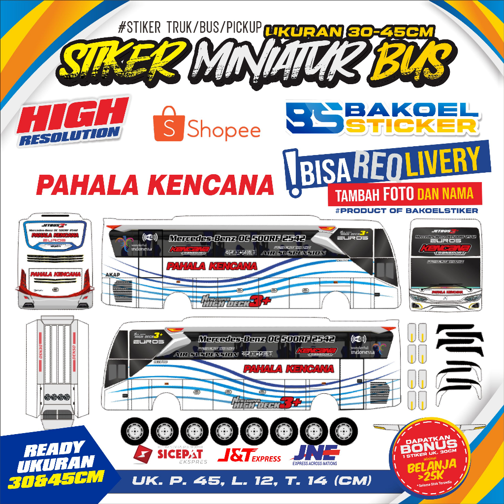 Jual STIKER MINIATUR BUS PO. PAHALA KENCANA UK. 30 DAN 45CM | Shopee ...