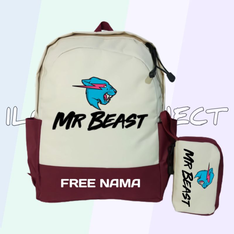 Jual Tas Ransel Anak Sekolah Custom Gambar Youtuber Mr Beast Backpack ...