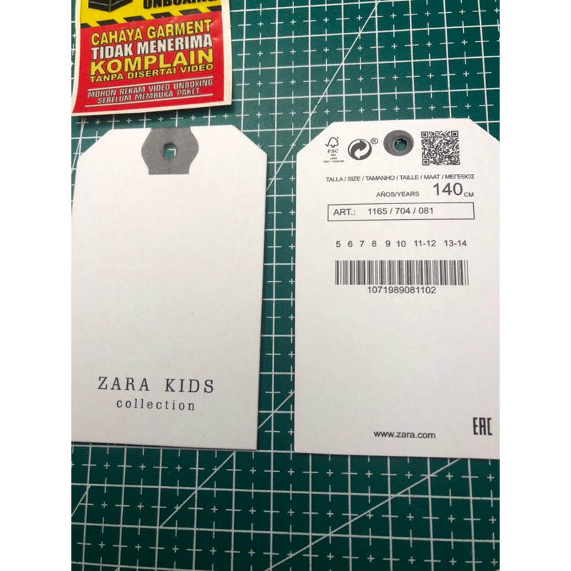 Jual ZARA KIDS TAG SUPER PREMIUM SUPER TEBAL 800gsm CO 1X DI KIRIM ...
