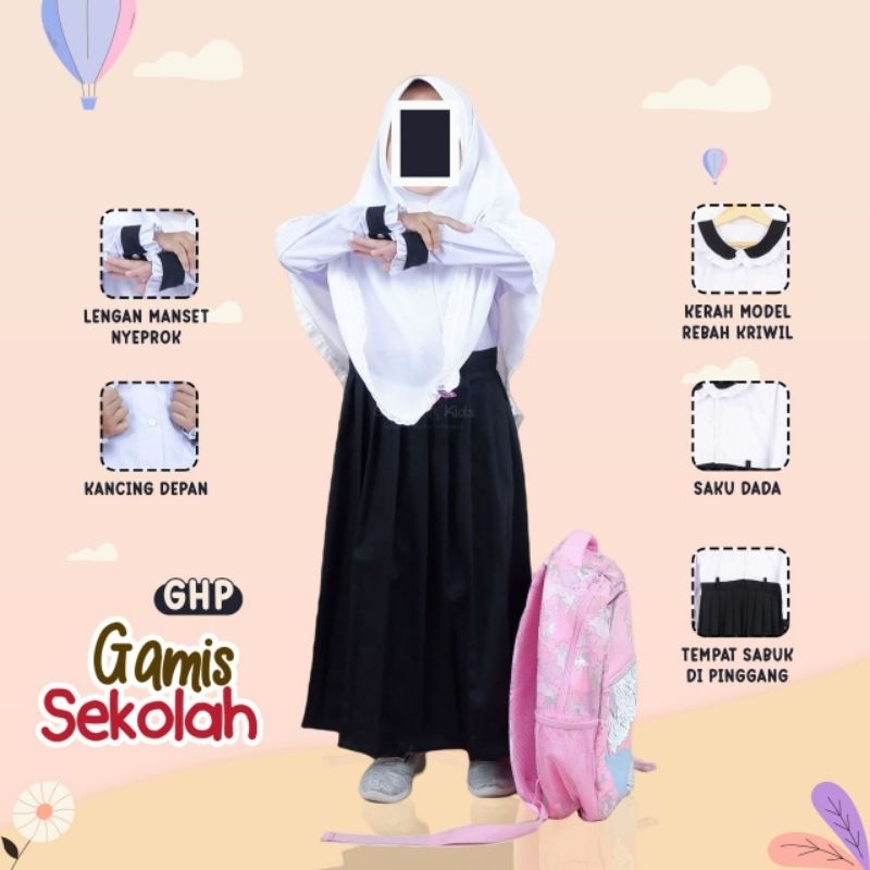 Jual Gamis Sekolah Hitam Putih Dan Putih Putih Original Shafiya Kids ...