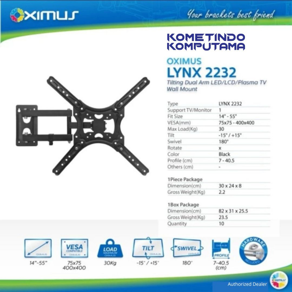 Jual 2232 14" - 55" OXIMUS LYNX 2232 BRACKET TV LED LCD MONITOR WALL ...