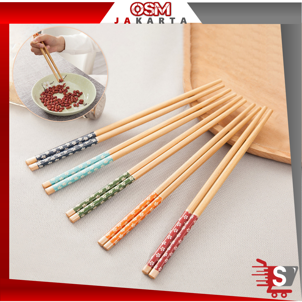 Jual OSM JKT H5864 Sumpit Bambu Motif Bunga / Sumpit Bambu Panjang ...