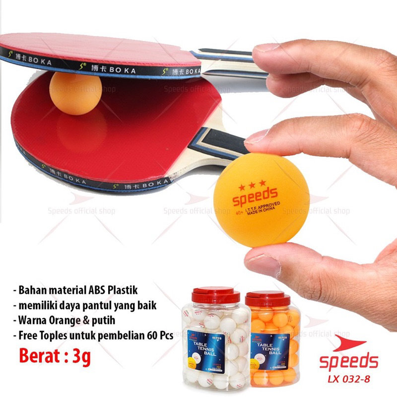 Jual SPEEDS Bola Pingpong Tenis Meja Ball 3 Stars Speeds Original isi 60pcs | Shopee Indonesia