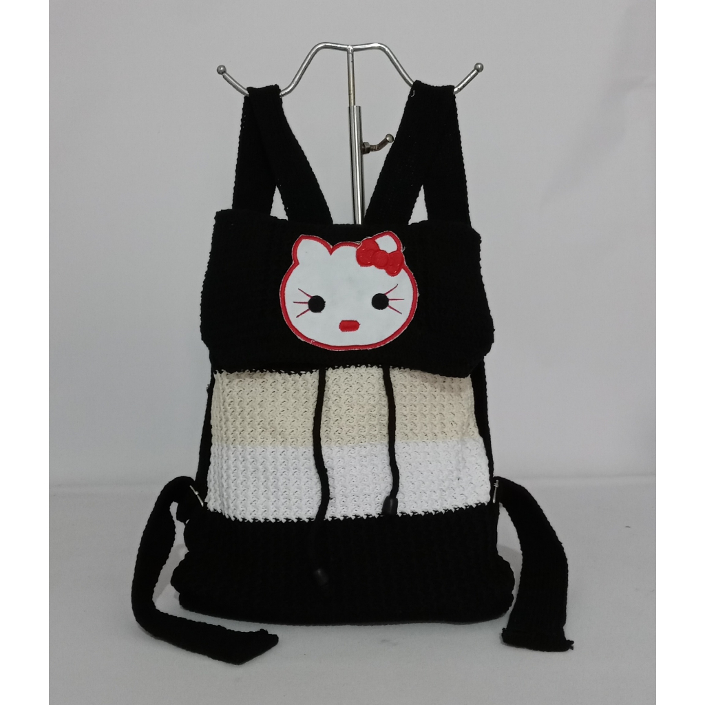 Jual Tas Rajut Ransel Anak Motif Hello Kitty Atas Ukuran 25cm x 30cm ...