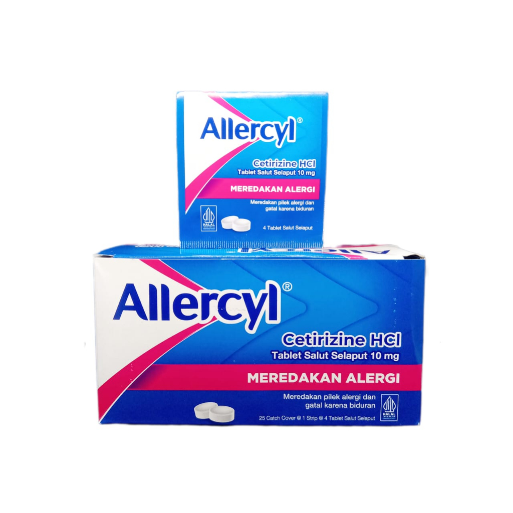 Jual Allercyl ( Cetirizine Hcl 10 mg ) 4 Tablet 1 Strip/ Meredakan ...
