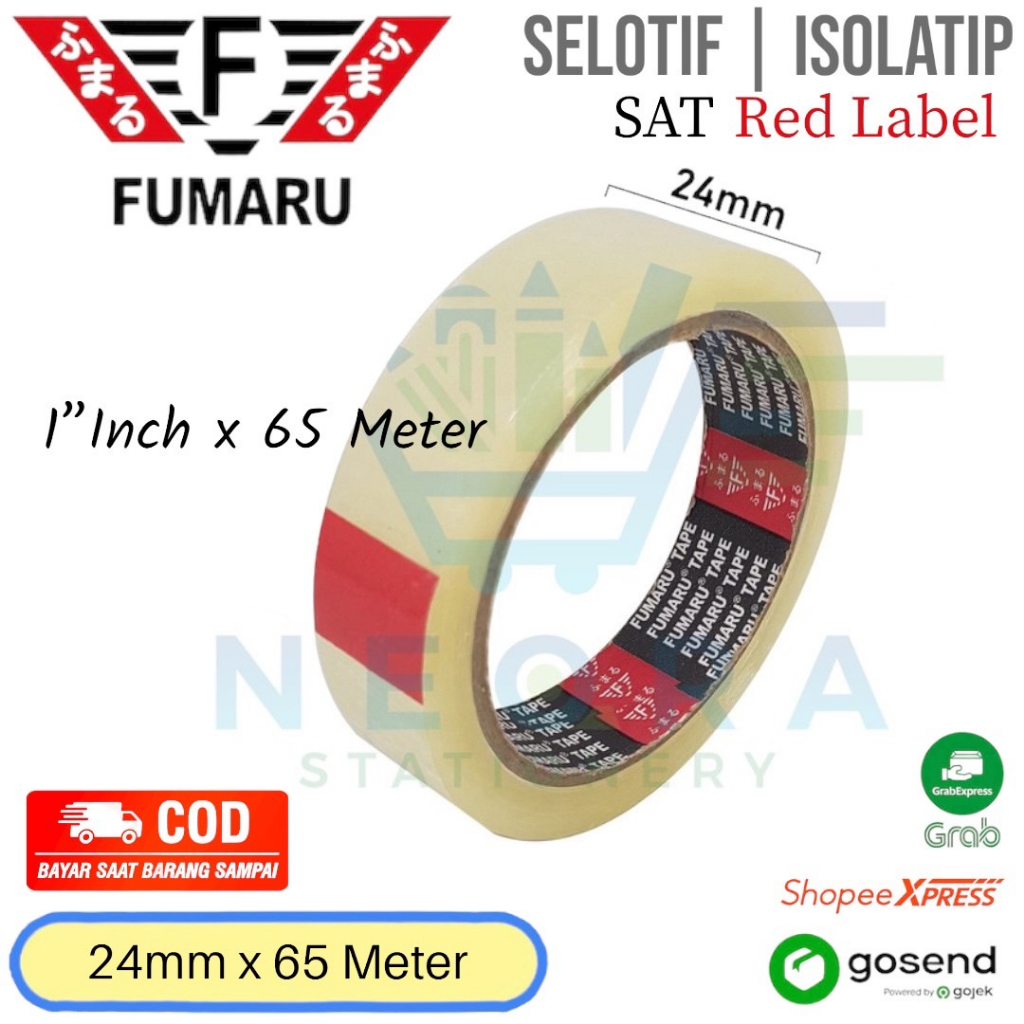Jual Selotip 1 Inch/Isolatip Bening Fumaru SAT 24mmx65 M (Red Label ...