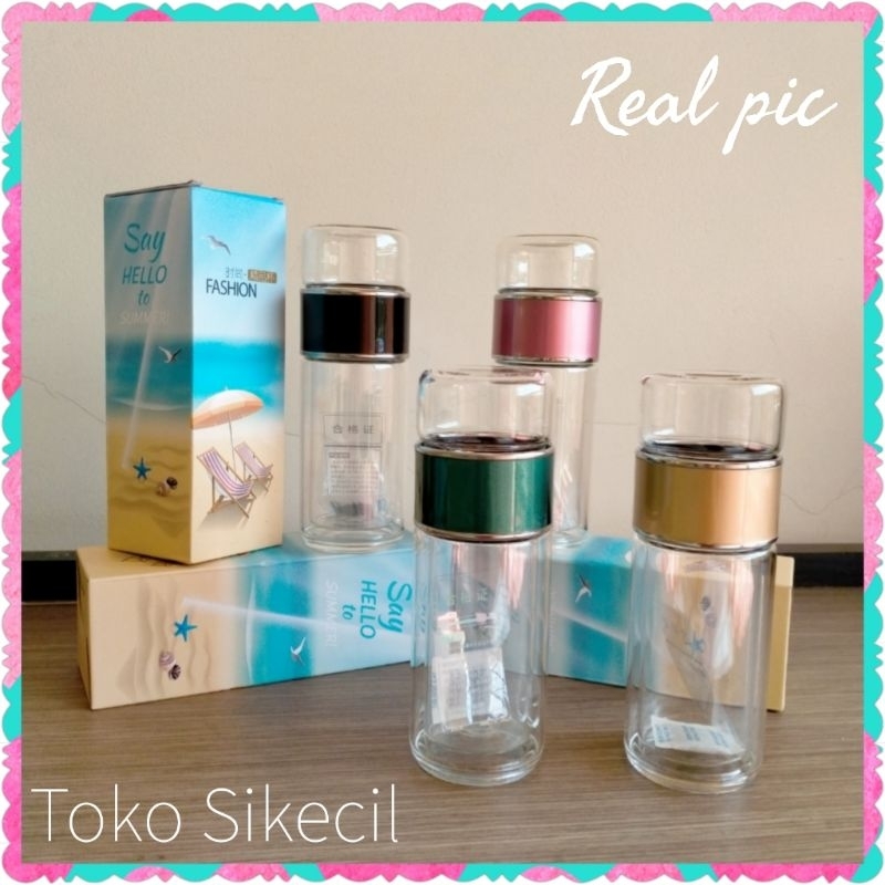Jual Botol Minum Kaca Teh Tea Infuser Glass Double Wall 300 ml Anti ...