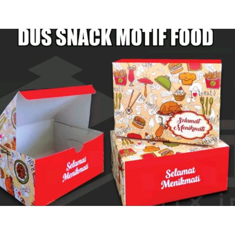 Jual Dus Snack box Tebal Motif Makanan 12x14 / Box GS Kue Roti Risoles ...