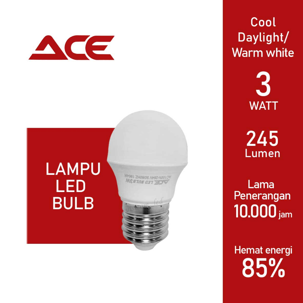 Jual ACE Lampu LED Bulb 3 Watt | Shopee Indonesia