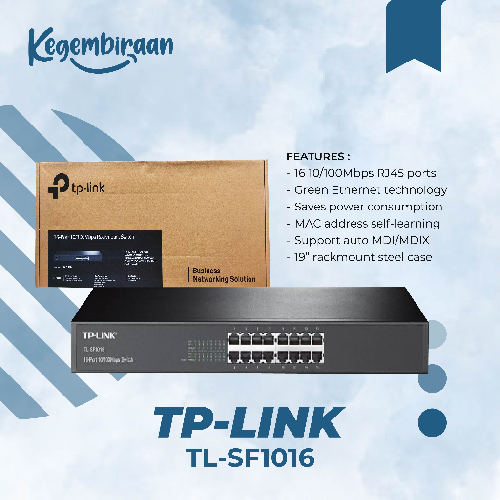 Jual TPLINK TL-SF1016 16-Port 10/100Mbps Rackmount(SG1016D-SF1016D ...