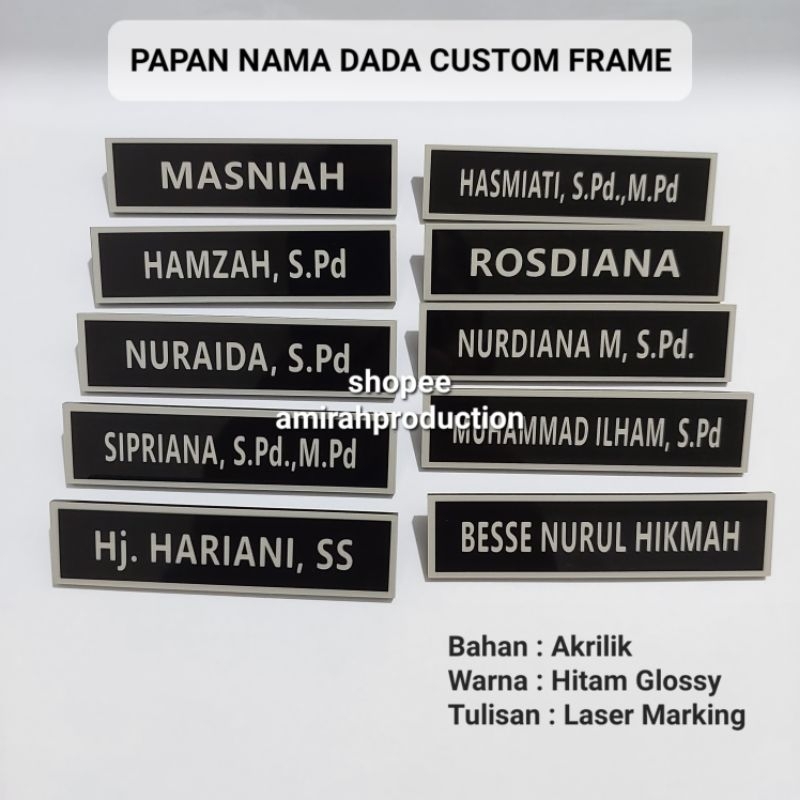 Jual Papan Nama Dada custom Frame Name Tag Akrilik Laser Marking ...