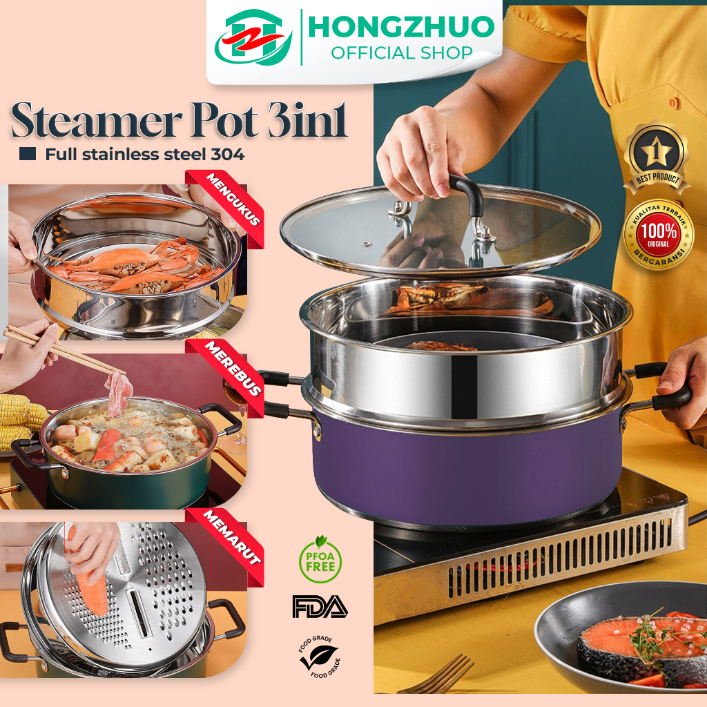 Jual Hongzhuo Cooking Hot Pot/Panci Steamer/Panci Steamer Pengukus ...