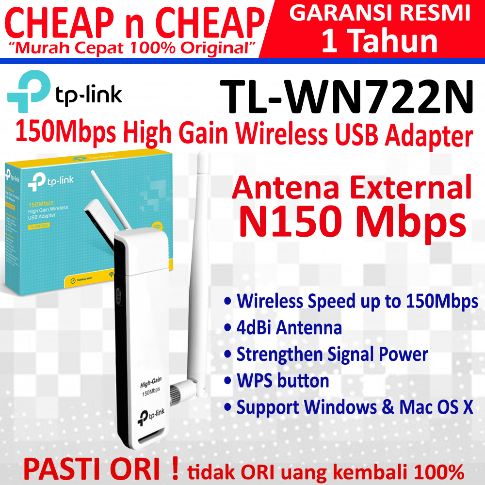 Jual TP-Link TL-WN722N USB Adapter WiFi - TPLink WN 722N Adaptor ...