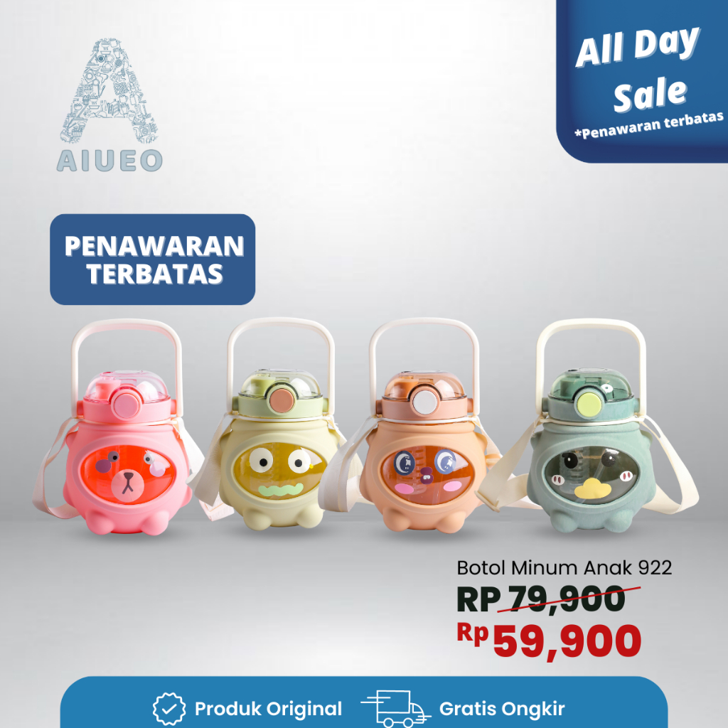 Jual Botol Minum Anak Karakter 800 ml Gratis Tali - Botol Sekolah SD TK ...