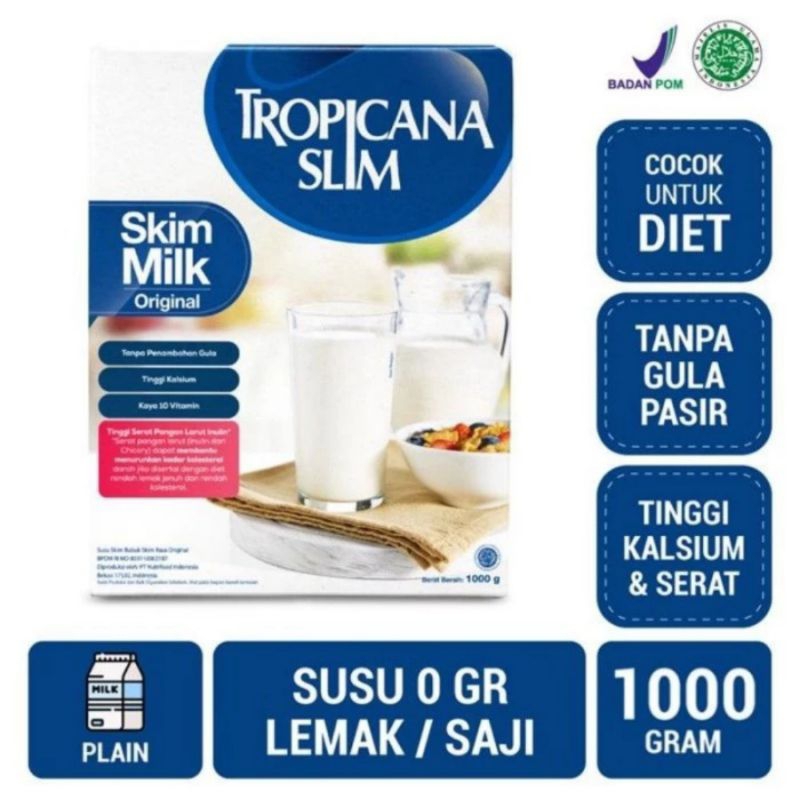 Jual Tropicana Slim Susu Skim Milk 500g 500gr 500gram 500 g gr gram 1000g 1000gr 1000 g gr gram ...