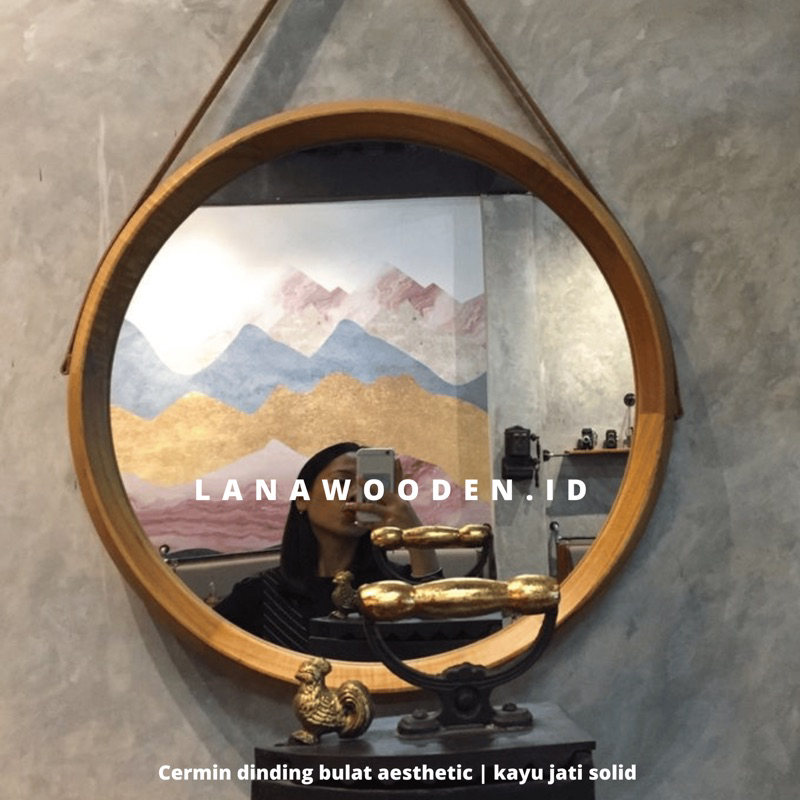 Jual cermin bulat piramida material kayu jati solid berkualitas ...