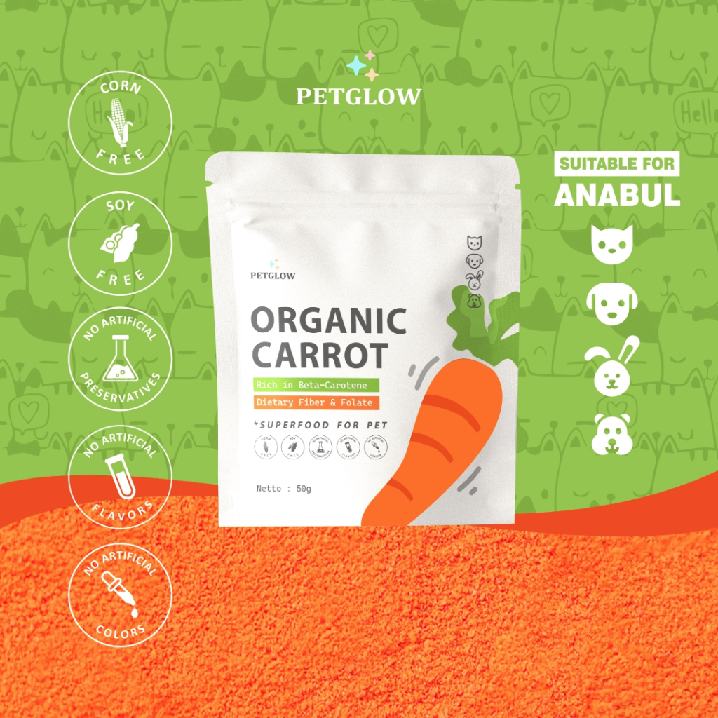 Jual Petglow Superfood Organic Carrot Powder For Pet Bubuk Wortel ...